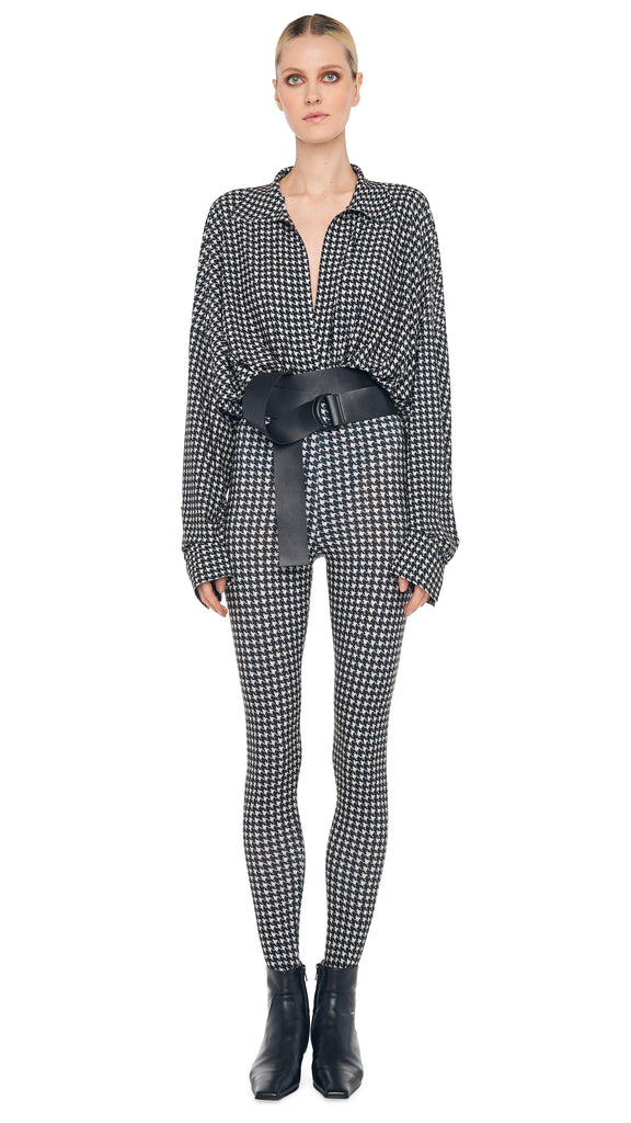 SUPER OS BF NK SHIRT BODYSUIT – Large Houndstooth – Norma Kamali