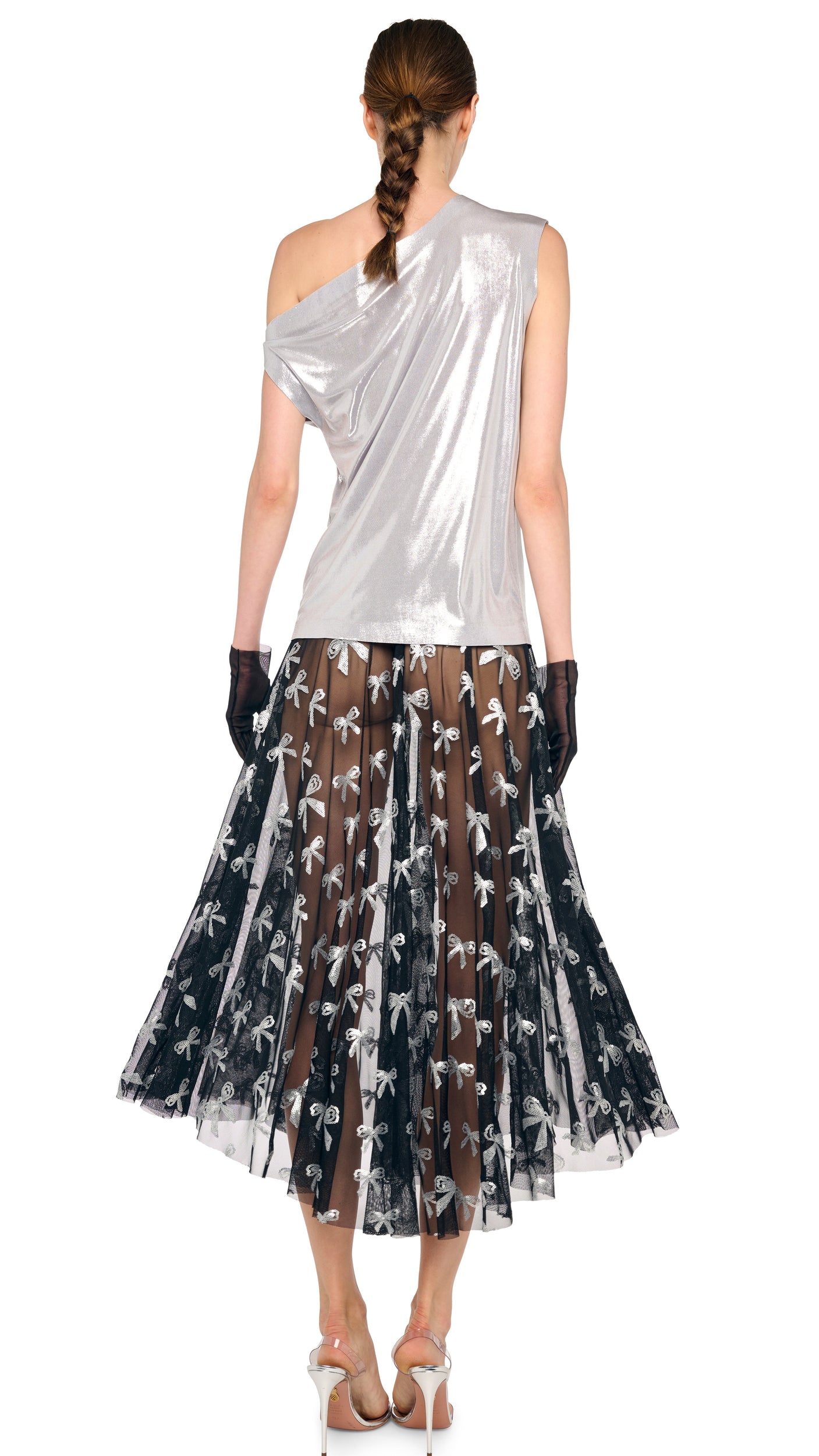 DROP SHOULDER TOP – Silver – Norma Kamali