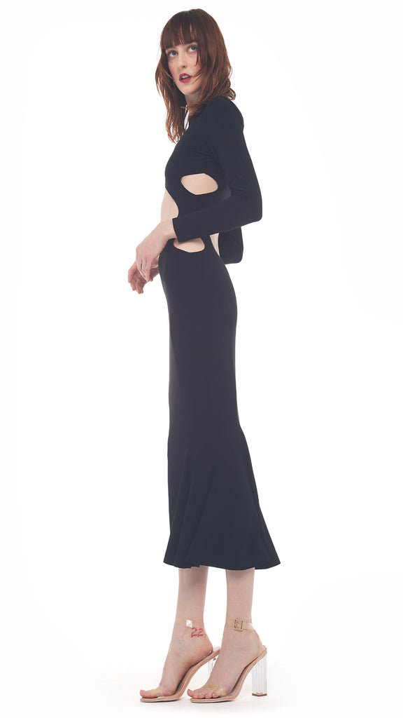 AZTEC FISHTAIL DRESS – Black – Norma Kamali